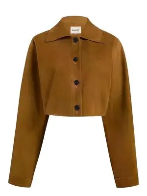 Khaite Sue Suede Cropped Jacket - Brown