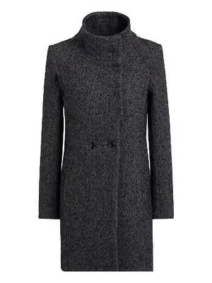 Patrizia Pepe Bouclé Double-breasted Coat - Black