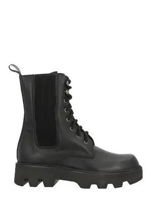 POLLINI Leather Lace-up Ankle Boots - Black