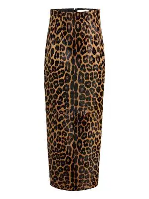 Khaite Leopard Print Slit Maxi Skirt - Brown