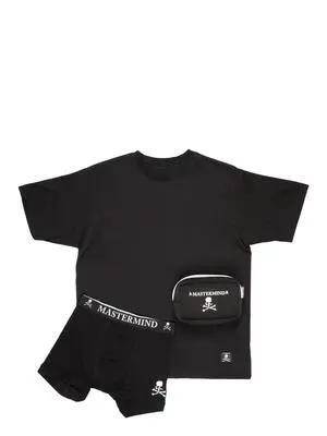 MASTERMIND WORLD Skull Motif T-shirt Trunks Set - Black