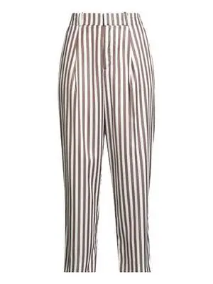PT TORINO Striped Lyocell Tapered Pants - Brown