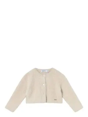 MAYORAL Knit Cardigan With Faux Fur - Cream