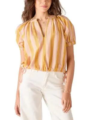 VOYAGEUR BY MERSEA Poete Short Sleeve Top - Apricot Stripe