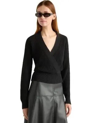 Modern Citizen Maren Cropped V-Neck Sweater Black