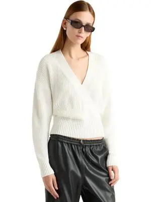 Modern Citizen Maren Cropped V-Neck Sweater White