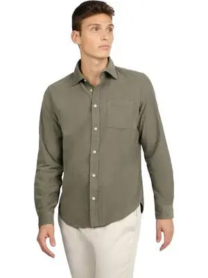 Onia Micro Cord Long Sleeve Button Down Dark Sage