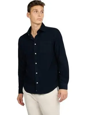 Onia Micro Cord Long Sleeve Button Down Midnight