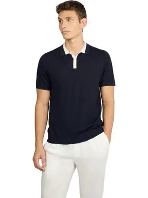 Onia Extra Fine Merino Wool Polo Midnight/white
