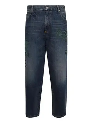 BLUEMARBLE Stoned Washed Botanic Embroidered Jeans - Blue