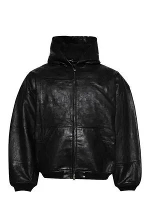 Alexander Wang Patchwork Leather Hoodie Jacket - Black
