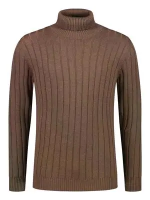 LUIGI BORRELLI Ribbed Roll-neck Sweater - Brown