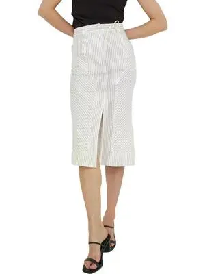 Day Birger Et Mikkelsen Striped Tie Midi Skirt - White