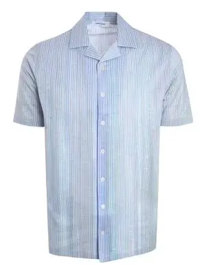 GRAN SASSO Striped Short-sleeve Shirt - Blue