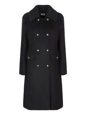 P.a.r.o.s.h Double-breasted Coat With Removable Collar - Black