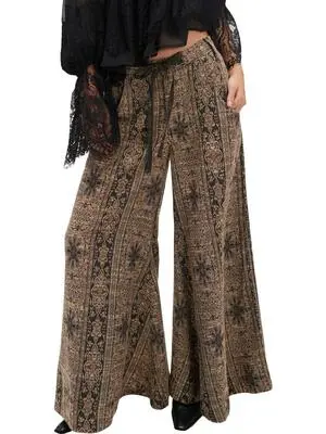 Free People Dahlia Print Wide-leg Pants - Brown