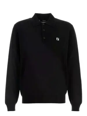 Fendi Virgin Wool Polo Shirt - Black