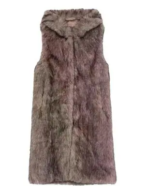 BETTA CORRADI Hooded Faux-fur Vest - Grey