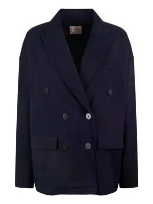 FORTE_FORTE Embellished Double-breasted Coat - Blue