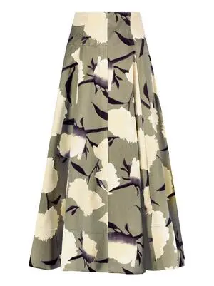 Lela Rose Floral Velvet Parker Skirt - Brown
