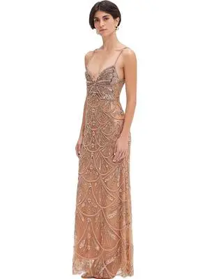 PatBO Embroidery Dreams Gown - Brown / Neutral