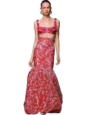 PATBO Peony Sequin Printed Maxi Skirt