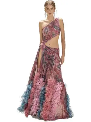 PatBO Twist Feather Gown - Pink