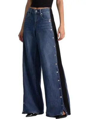 Alice + Olivia Amazing Snap Wide Leg Jeans - Natural