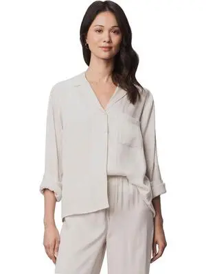 Splendid Serena Satin Button Down - Natural