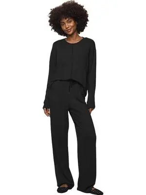 Splendid Supersoft Trim Wide Leg Pant - Black