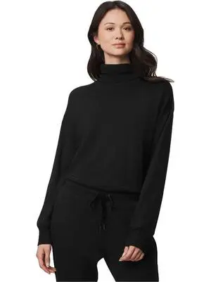 Splendid Supersoft Trim Cowl Neck Sweater - Black