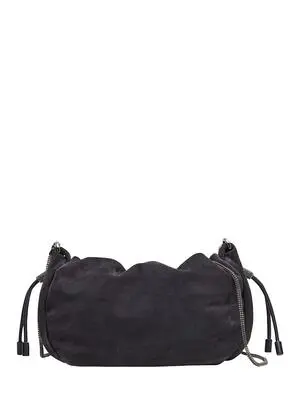 Brunello Cucinelli Mellow Mini Suede Bucket Bag - Night Sky