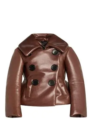 Marc Jacobs Shrunken Leather Double-breasted Jacket - Brown