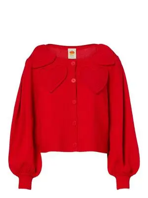 Farm Rio Patch-appliqué Buttoned Cardigan - Red