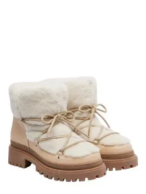 YVES SALOMON Shearling And Leather Ankle Boots - White