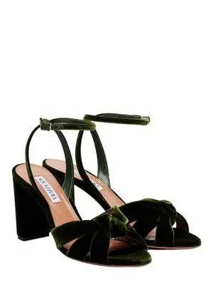 AQUAZZURA Nina 85 Velvet Sandals - Green
