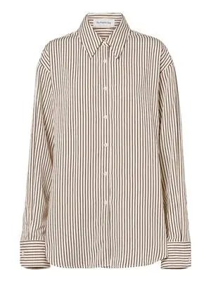 THE FRANKIE SHOP Peri Striped Satin Shirt - Blue