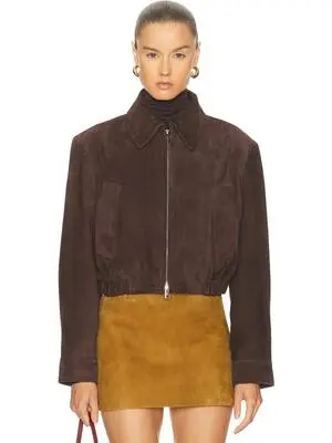 AGOLDE Nahlia Cropped Suede Jacket - Root