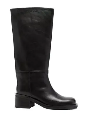 Patrizia Pepe Block Heel Knee High Boots - Black
