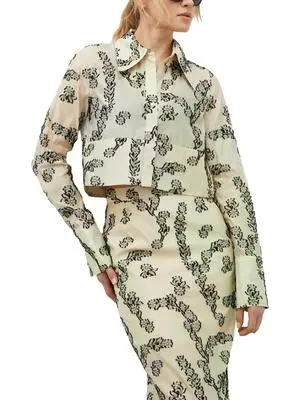 Day Birger Et Mikkelsen Floral Cropped Blouse - Neutrals