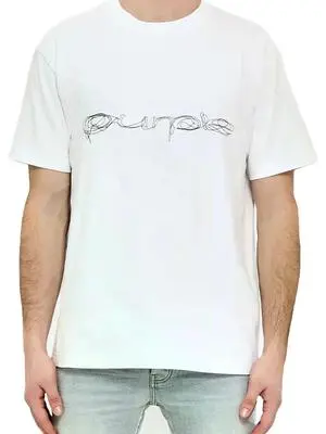 PURPLE BRAND Script Short-sleeves T-shirt - White