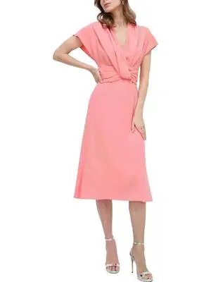 BOSS Twisted-detail V-neck Dress - Pink