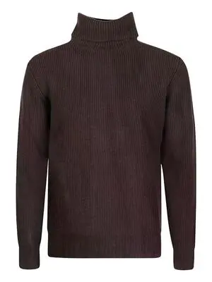BALLANTYNE Ribbed Roll-neck Sweater - Brown