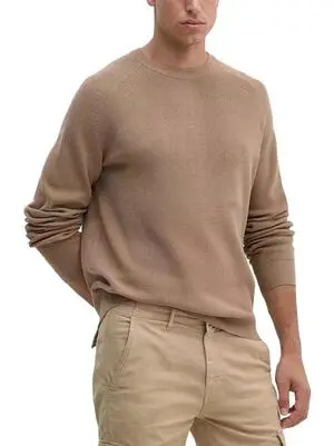 BOSS Crew-neck Ribbed Sweater - Neutrals
