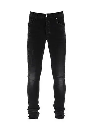 Amiri Distressed Logo Skinny Jeans - Black