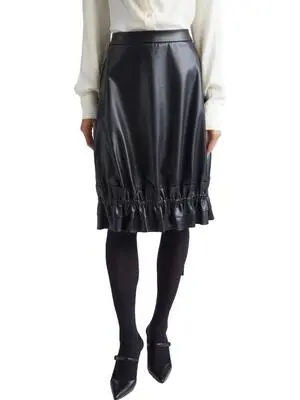 RENAISSANCE RENAISSANCE Natasha Faux Leather Wrap Skirt - Black Leather