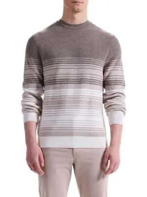 Bugatchi Gradient Stripe Merino Wool Sweater - Walnut