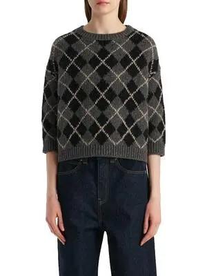 Khaite Colt Argyle Cashmere Sweater - Stone Multi