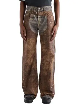 Acne Studios Regular Fit Chaps Trompe L'oeil Jeans - Blue/brown