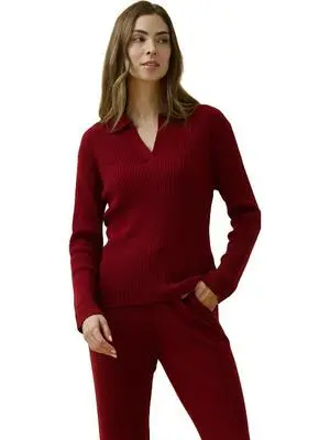 KIP Merino Cashmere Lounge Sweater Crimson